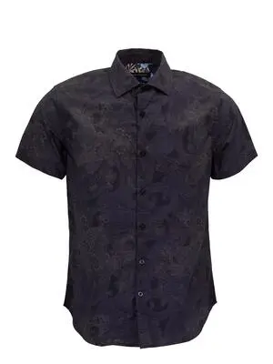 LORDS OF HARLECH Scott Paisley Explosion Printed Button Up Shirt Black