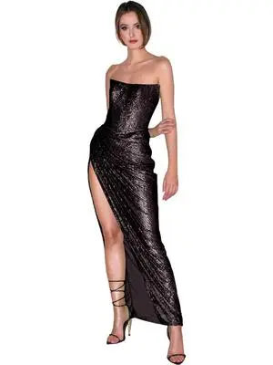 ANGELIKA JOZEFCZYK Gaia Sequin Evening Gown - Black
