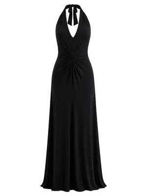 MAISON DE GALA Sienna Noir Halter Dress