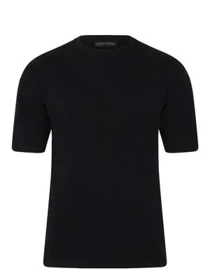 PAUL JAMES KNITWEAR Lightweight Cotton Fenn Oversized Knitted T-shirt - Black