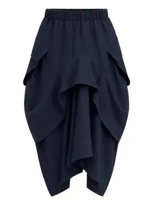 LUMINA ELIGMA The Collar Linen Skirt Navy - Blue