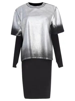 CIRCULAR PATH Black / Silver Doubled Layer Dress Metallic Black - Black/silver