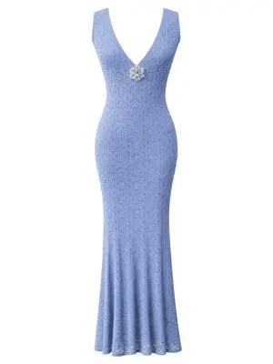 CHIARELLA Oasis Crochet Dress- Baby Blue