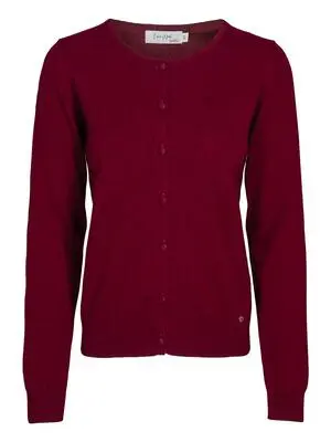 TIRILLM Emilie" Basic Cashmere Cardigan, Deep Burgundy - Red