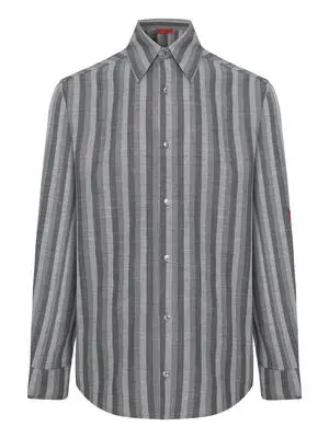 PCFG Linen & Cotton Blend Checked Woven Shirt - Grey