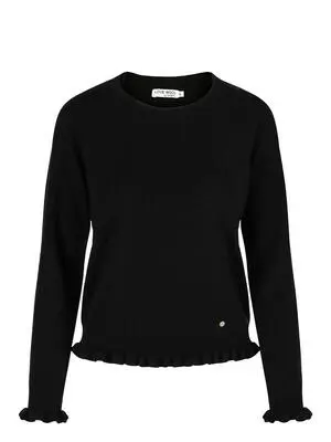 TIRILLM Aspen" Merino Wool Sweater With Frills - Black