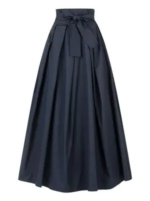 NIKKA PLACE Nikka Place Cotton Maxi Skirt With High Waist And Bow Detail Blue