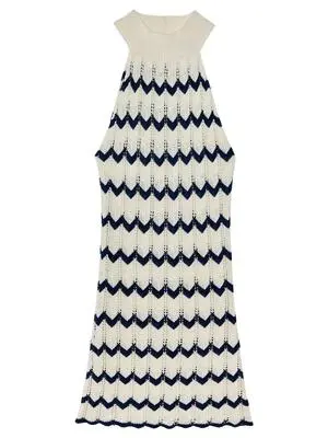 THISISU COLLECTION Bellina Zigzag Knit Maxi Dress - Blue