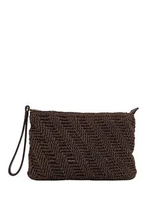 HAMEL ATELIER Handwoven Raffia Clutch Bag - Brown