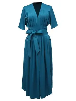 SMART AND JOY Multi Pleats Satin Gown - Blue