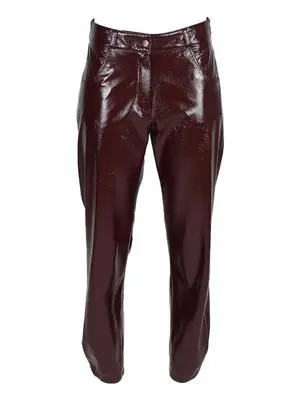 LALIPOP DESIGN Vegan Leather Tapered Maroon Pants - Brown