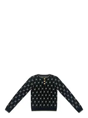ROCH PEREL Monogrammed Gold Edged Sweater - Black