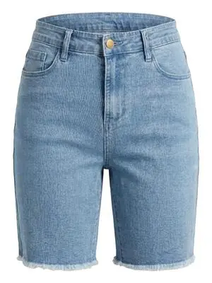 Adrift Clothing Adrift Denim Cut Off Shorts In Light Wash - Blue