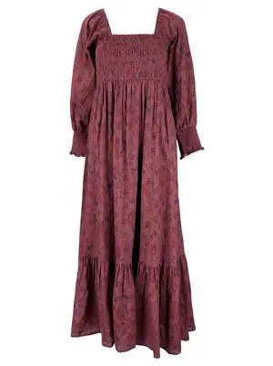 EM & SHI Berry Smocked Dress - Red