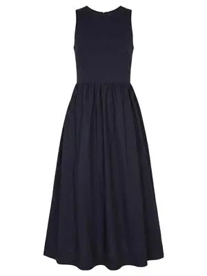 MODENAIRE Seamed Maxi Dress Sculpted Silhouette - Blue