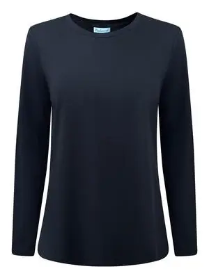 PERLAVERA Perlavera Solid Cotton Spandex Long Sleeve Crew Neck T-Shirt Black