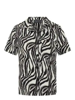 EXQUISE Regular Zebra Print Cotton Adelaide Shirt - Black