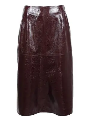LALIPOP DESIGN Mid-length Vegan Patent Leather Maroon Skirt - Brown