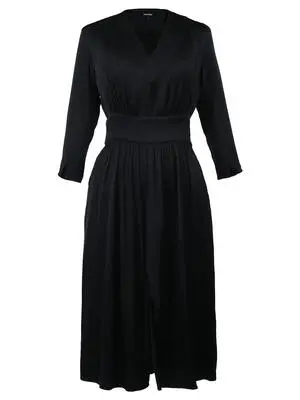 SMART AND JOY Fit-and-flare Satin And Jacquard Dress - Black