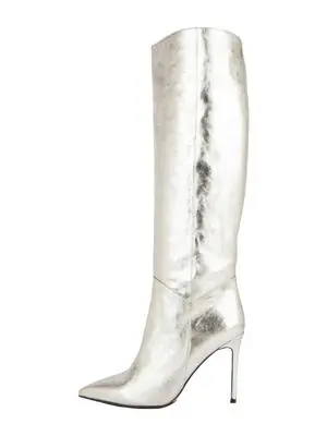 ILVI Flin Gold Leather Heeled High Boot - Silver