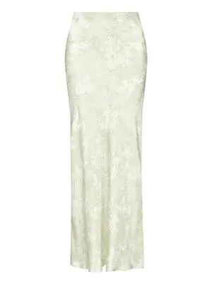 LILY ROU Neutrals Coral Midi Silk Slip Skirt - Orange
