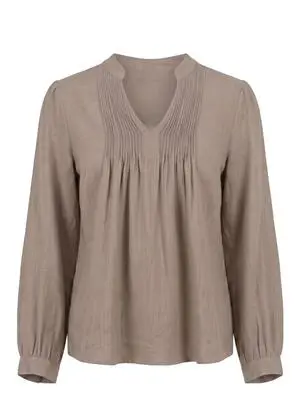 FRANCHETTI BOND Lola Timeless Taupe Linen Mix Shirt - Brown