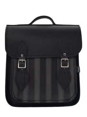 ZATCHELS Black / Grey Handmade Leather City Backpack Gothic Striped Grey & Black - Black/grey