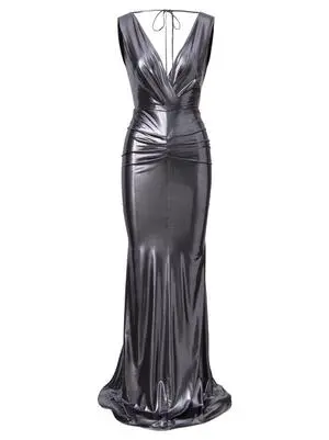 LITA COUTURE All Eyes On You Metallic Jersey Gown