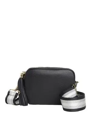 BETSY & FLOSS Verona Crossbody Tassel Bag With & Silver Sparkle Strap Black