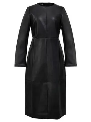 SMART AND JOY Pu Long Sleeves Dress - Black