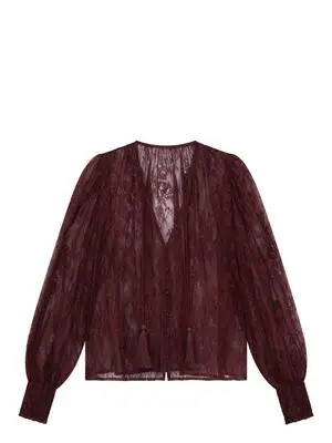 LITTLE LIES Rhiannon Burgundy Lace Smock Top - Red