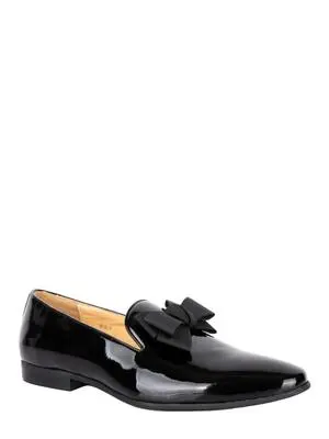 DAVID WEJ Alfred Patent Bow Tie Loafers - Black