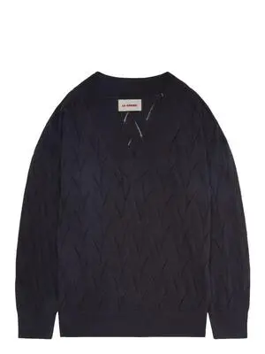LA GRANNI Oversized V-neck Jumper - Black