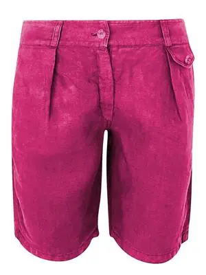 Haris Cotton Linen Bermuda With Zip And Button Pomegranate Red