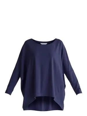PAISIE Wide Neck Oversized Lyocell Jersey Top In Navy - Blue