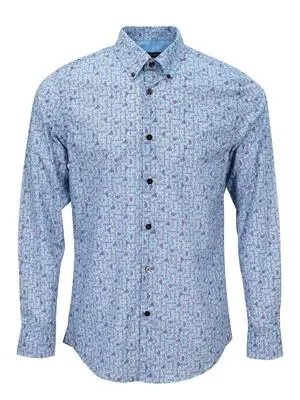 LORDS OF HARLECH Morris Geo Tulip Shirt - Blue