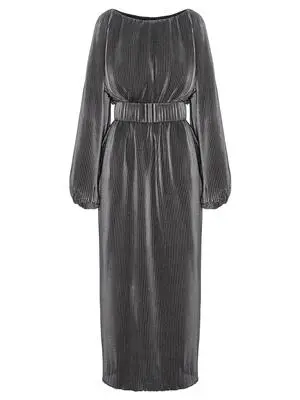 SILVIA SERBAN Dress In Patinated Pleated Voile - Silver