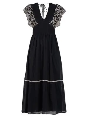 ROSE & NANCY Eleanor Dress And White Heart Embroidered - Black