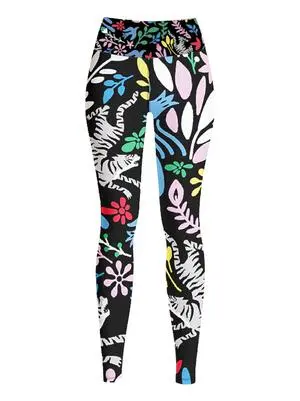 JESSIE ZHAO NEW YORK High Waist Yoga Leggings In Night Flowers - Black
