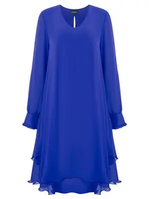 JAMES LAKELAND Long Sleeve Royal Wave Hem Dress - Blue