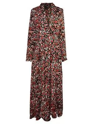 JENNAFER GRACE Sasha Leopard Minaret Dress - Black/red