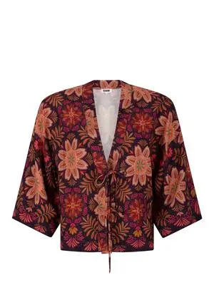 IN OUR NAME Chappal Short Printed Kimono - Pink