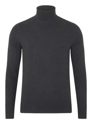 PAUL JAMES KNITWEAR Ultra Fine Cotton Turtleneck Jumper - Brown