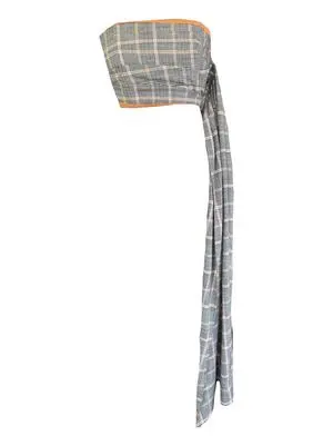 MIRIMALIST Plaid Drape Bustier - Brown