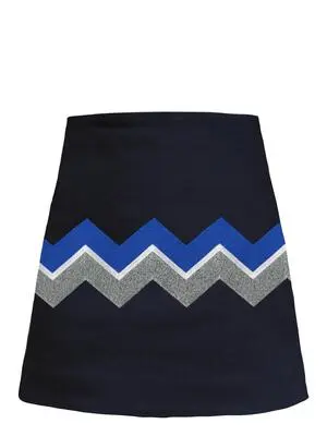 MY PAIR OF JEANS Silver / Blue / Black Chevron Embroidered Miniskirt - Silver/blue/black