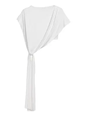 NOCTURNE Asymmetric Tie-front Crop Top - White