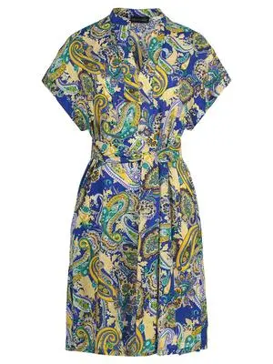 CONQUISTA Paisley Print Dress With Slits - Orange