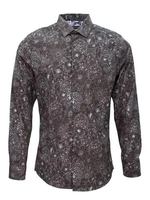 LORDS OF HARLECH Nigel Outline Floral Shirt - Black