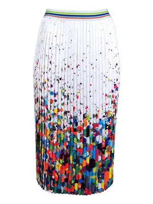 LALIPOP DESIGN Splash Of Color Pleated Midi Skirt - White