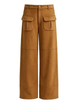 LUROQ LONDON Panelled Suede Trousers - Brown